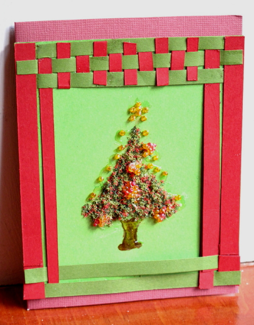 Woven Frame Christmas Tree Card | http://eveleder.com